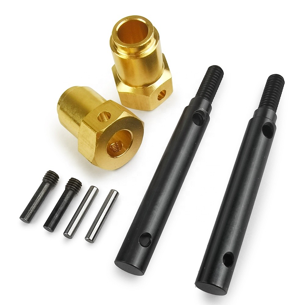 Brass Extended Hubs Hex Pins Steel Stub Axle Portal Drive for TRX4 Bronco 4WD 1/10 RC Crawler ...