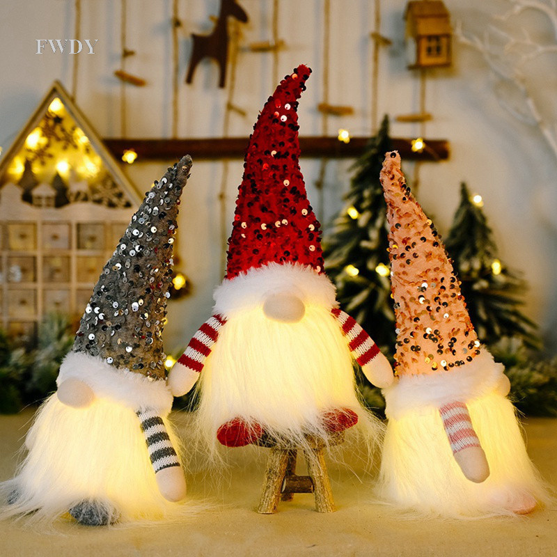 Christmas Dwarf Plush Decorations Elf Faceless Lamp,Nordic Tree ...