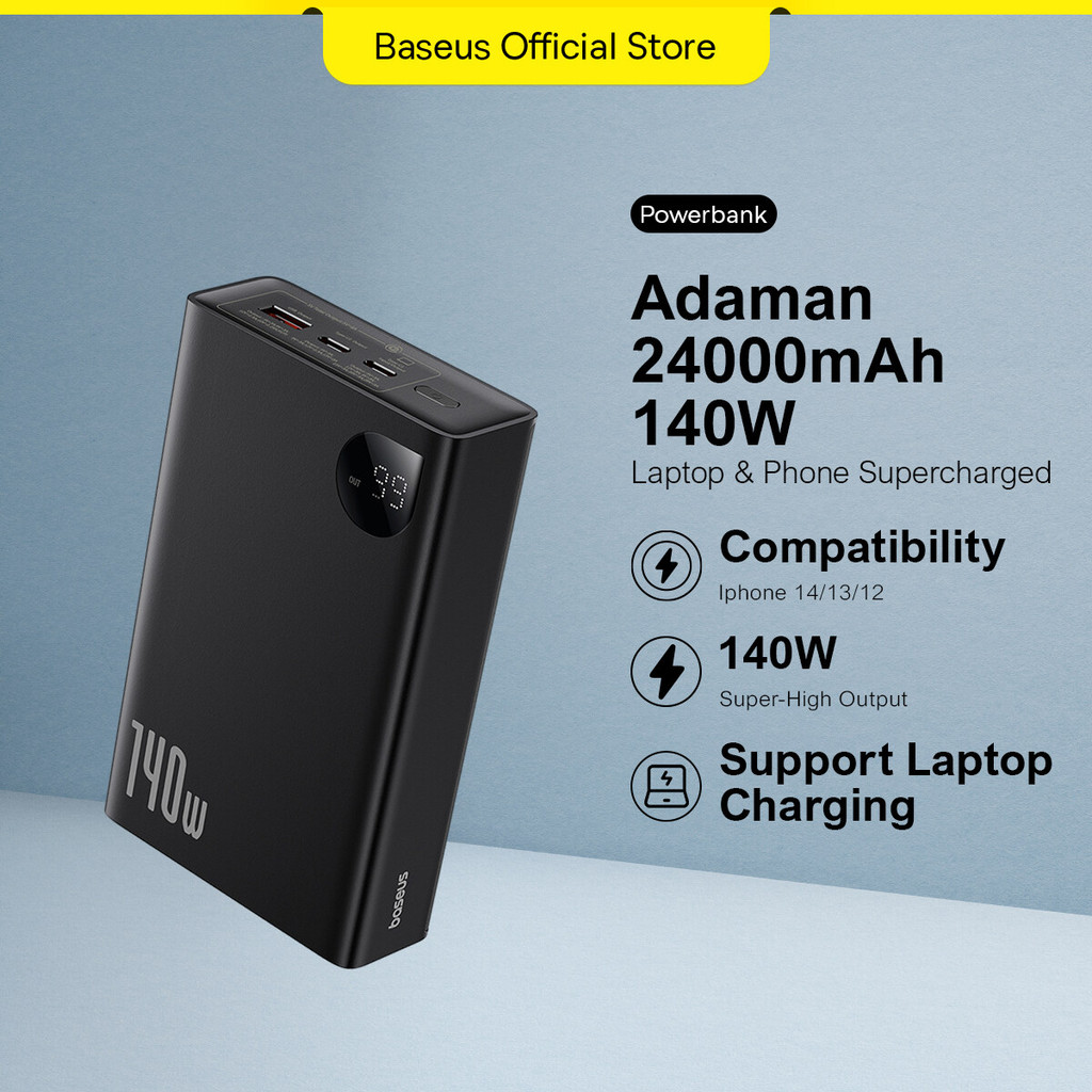 Baseus Adaman 140W Powerbank Laptop Quick Charging 24000mAh Portable ...