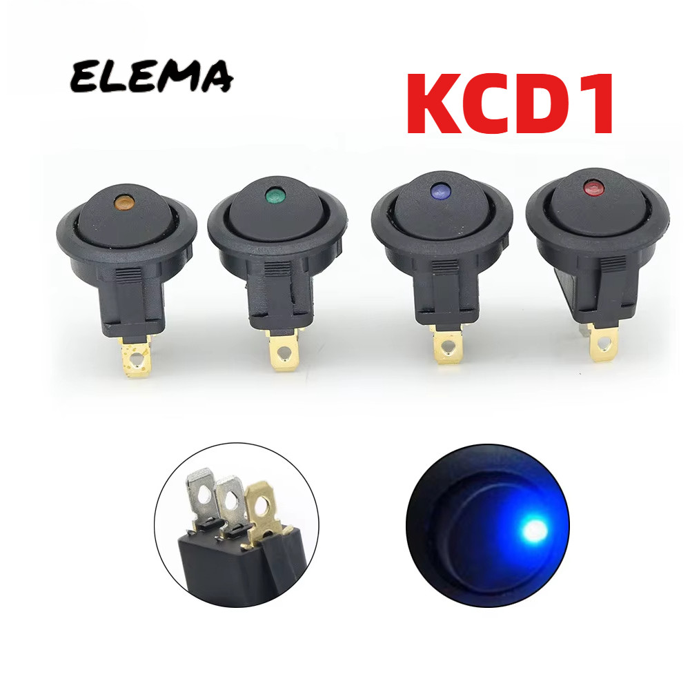 KCD1 power button Switch 20A 12V Round Switch cat eye LED Light Red ...