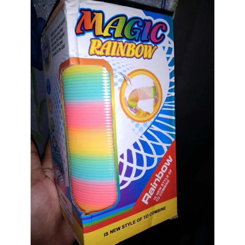 RainBow Magic Spring Children's Baby Educational Puzzle Spring Elastic Ring Magic Ring Circle ...