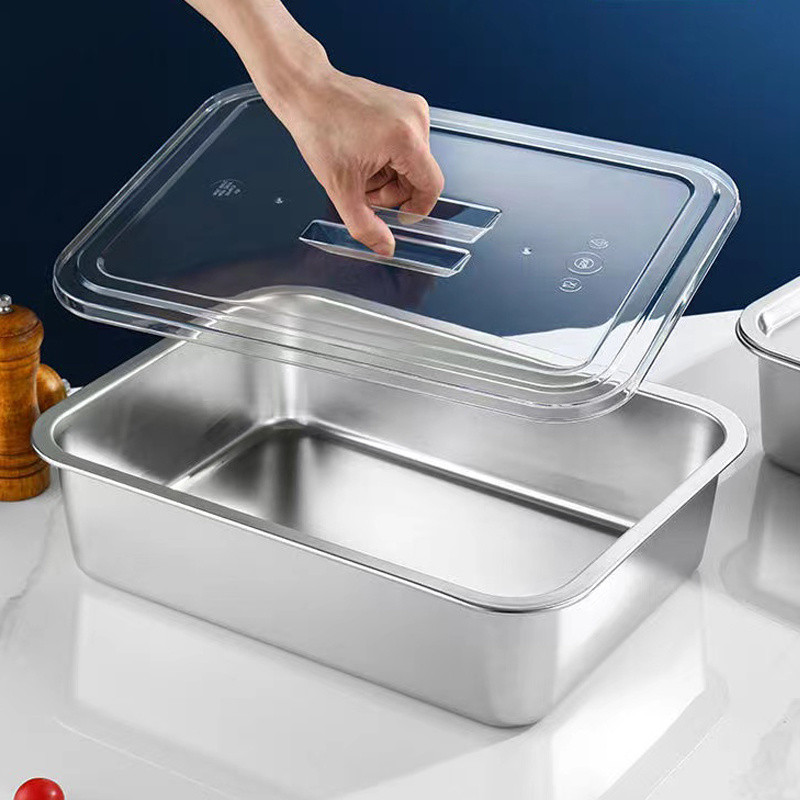 304 Stainless Steel Square Basin Rectangular Square Plate Buffet Basin ...