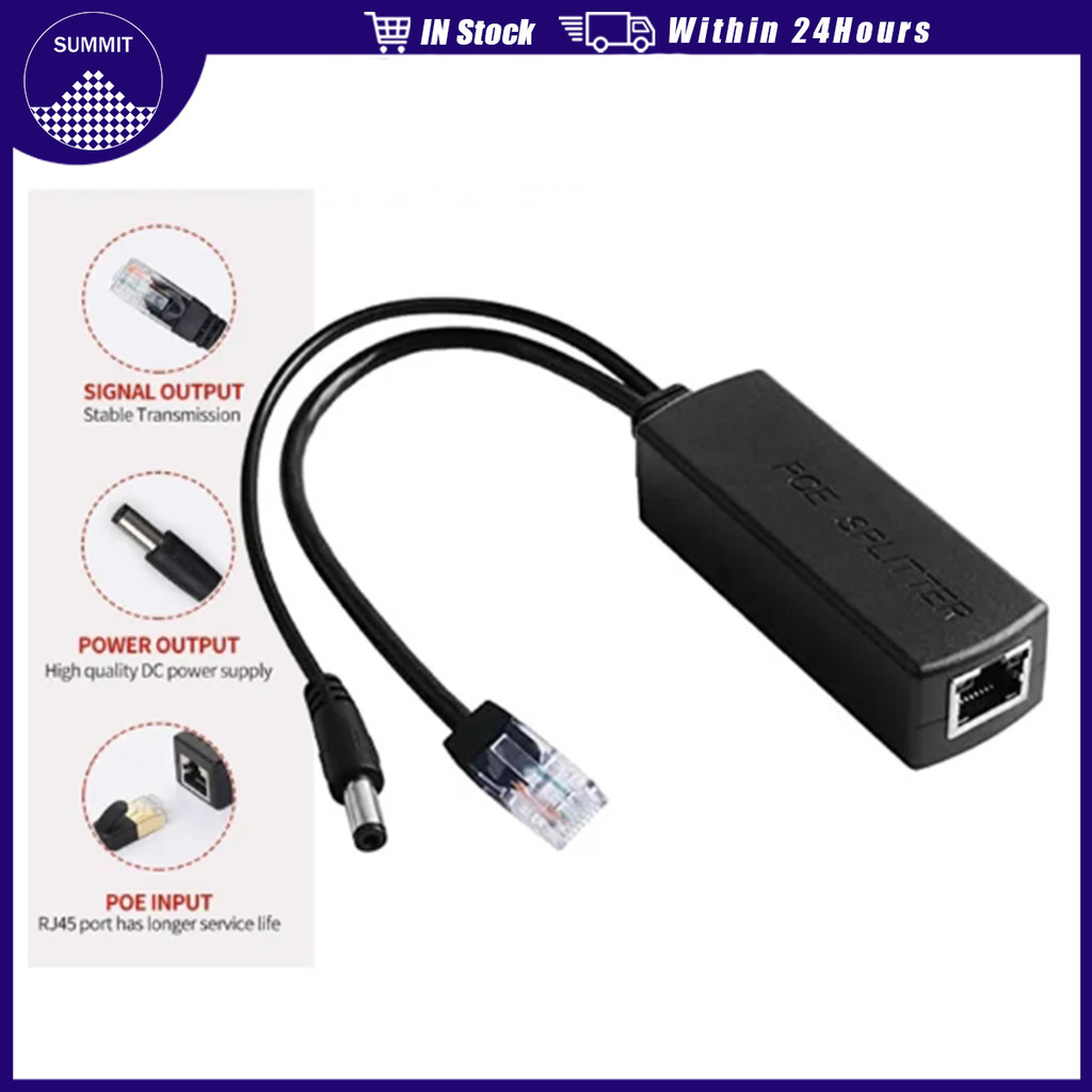 48V to 12V 2A POE Connectors Adapter Cable Splitter Power Over Ethernet ...
