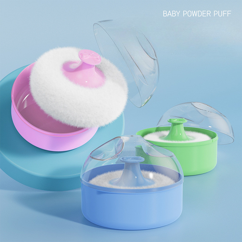 Infant Powder Puff Case Round Baby Soft Face Body Cosmetic Empty ...