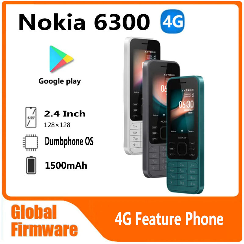 Noki 6300 4G Feature Phone Dual SIM KaiOS Wifi Multilingual 2.4 Inch FM Radio Bluetooth Rugged ...