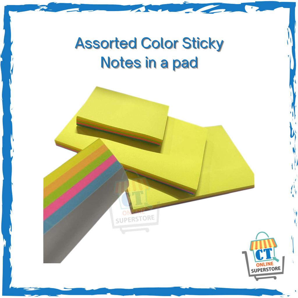 Colored Sticky Notes Assorted Color in a pad - Yellow, Orange, Green ...