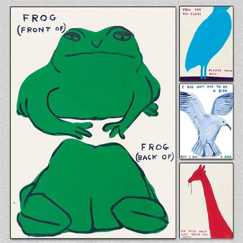 Abstract David Shrigley Frog Giraffe Banana Tomato Art Nordic Canvas ...