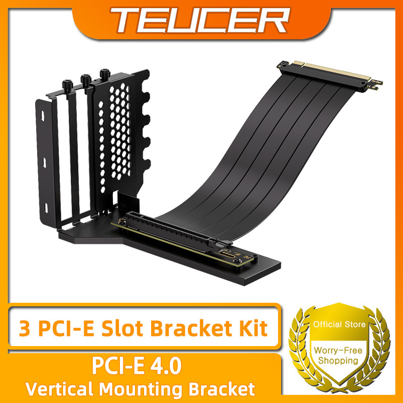 TEUCER L-Z3 GPU Vertical Mounting Bracket Kit, PCIe 4.0 X16 Riser Cable ...