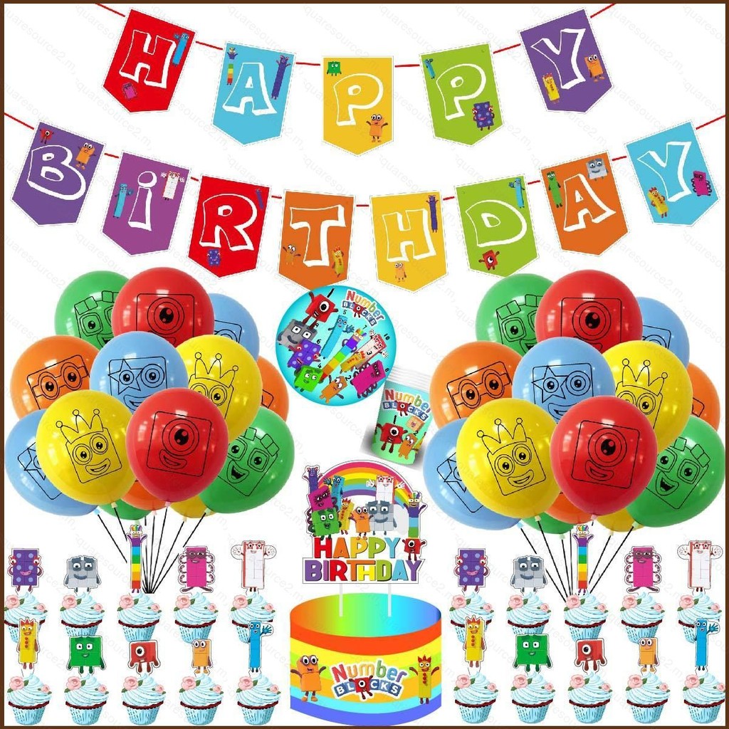 SQ2 numberblocks Theme kids birthday party decorations banner cake ...