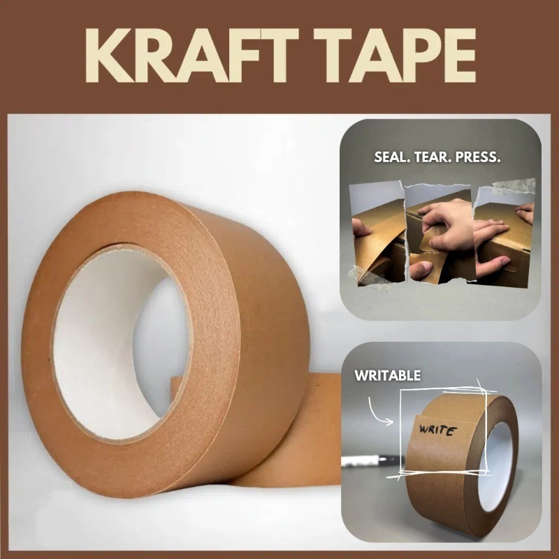 30m Roll Reinforced Kraft Paper Tape Photo Frame Self Adhesive Gummed ...