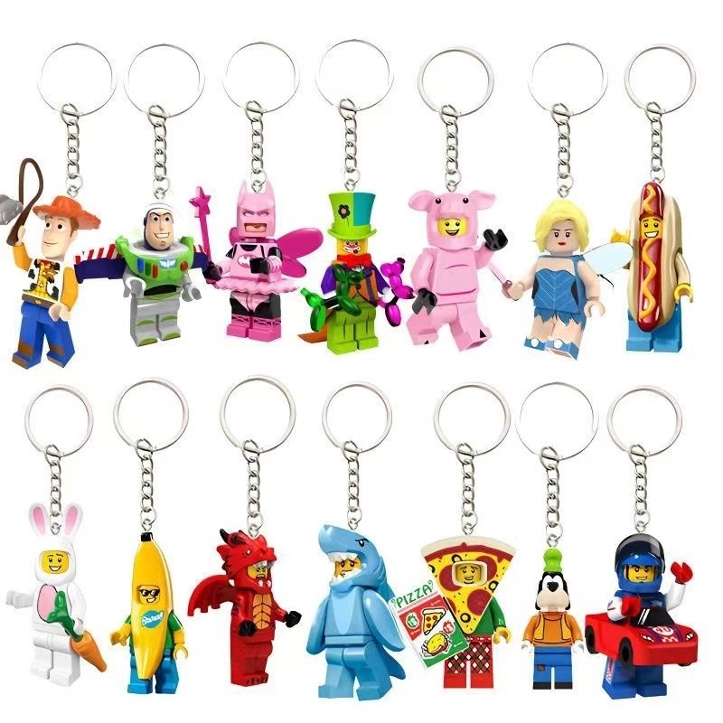 SSSS Building blocks Keychain Drawing School Bag Pendant Chain ...