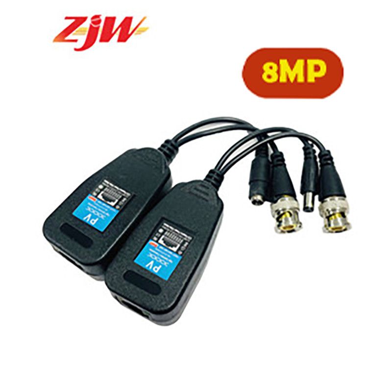 ZJW HD-CVI/TVI/AHD 8MP Video Balun Passive Video Balun with Power Connector and RJ45 CAT5 ...