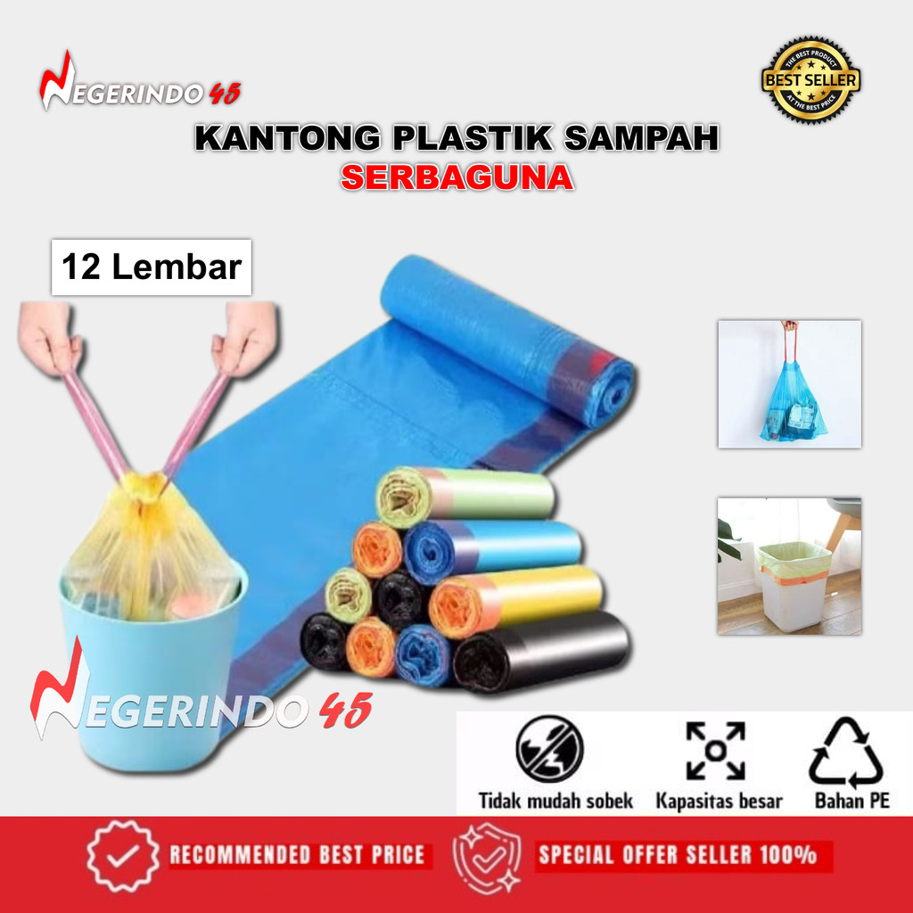 PLASTIC GARBAGE BAGS 45 X 45CM 1ROLL CONTAINS 12 SHEETS TRASH BAG ...
