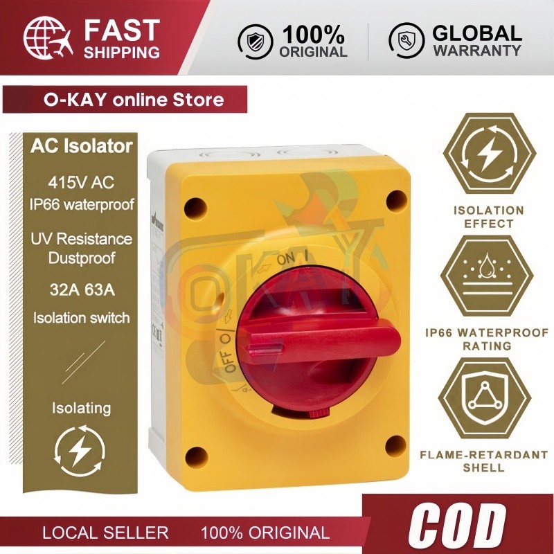 AC Isolator Switch 415V 32A/63A IP66 Waterproof – Outdoor Solar Disconnect Switch | Shopee ...