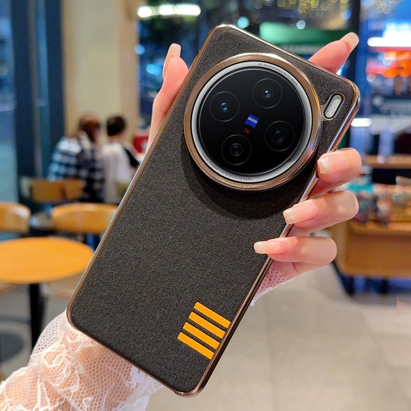 Phone Case for VIVO X200s X100 X100s Pro X200 Pro Mini X200 Ultra Leather Canvas Pattern Plating ...