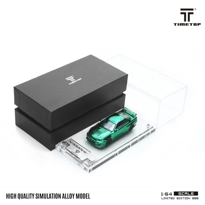 Time Top 1:64 Nissan Skyline GT-R R34 Electroplated Carbon Green Open ...