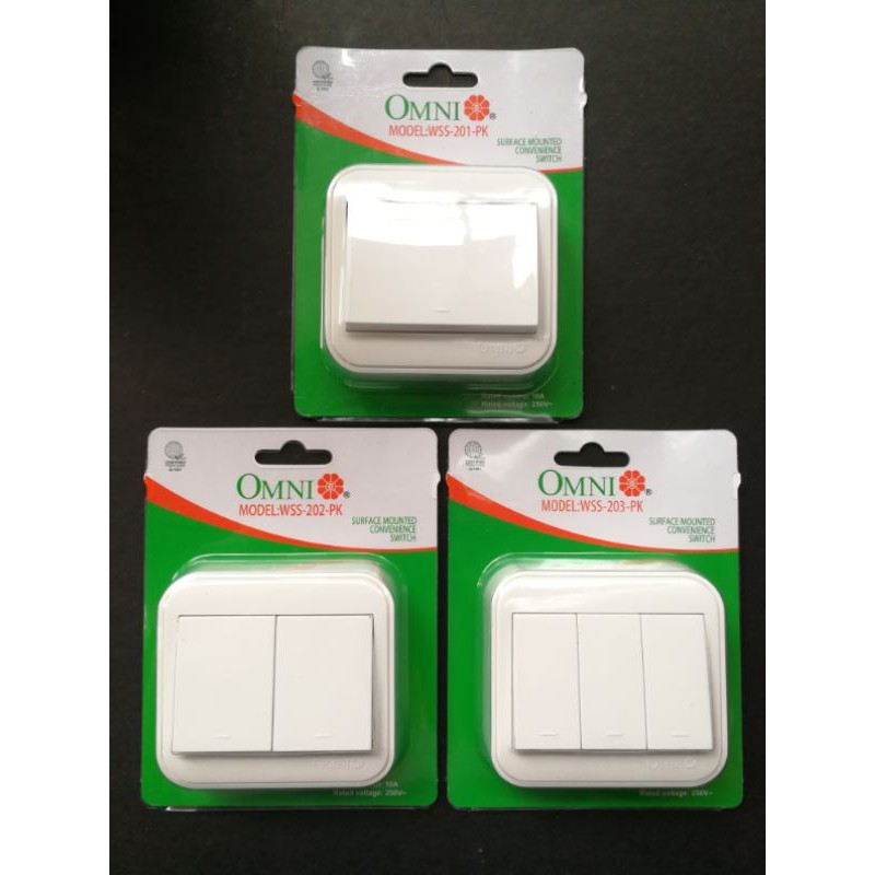 Omni Surface Mounted Convenience Switch 1 / 2 / 3 Gang WSS-201-PK ; WSS ...