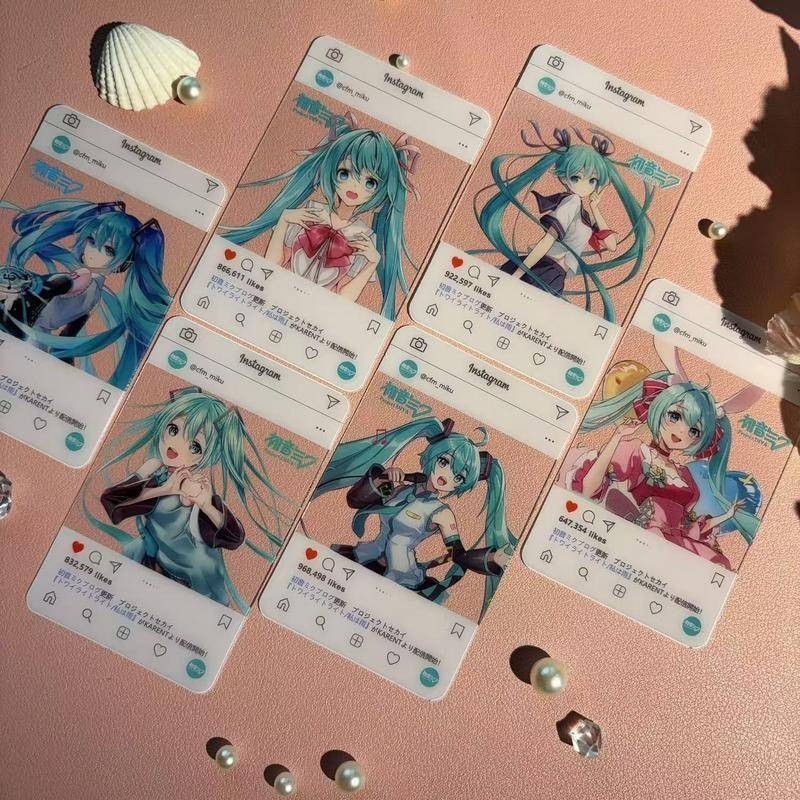 6Pcs/Lot Cartoon Hatsune Miku Pvc Transparent Card Photo Props Diy Card ...