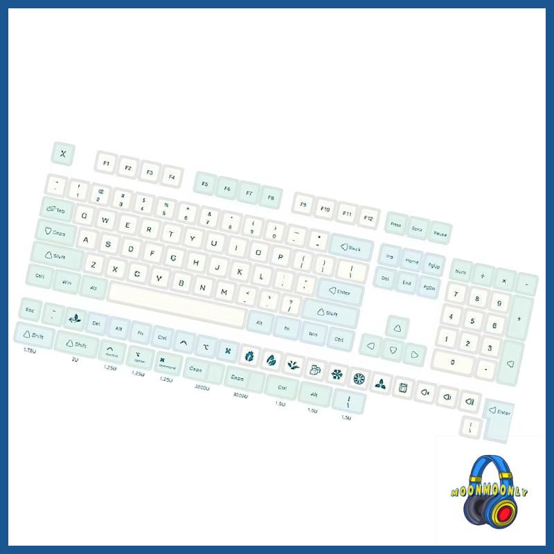 MOOMMY 137 Key PBT Keycaps Heat Sublimated Ice Crystal Mint Theme with ...