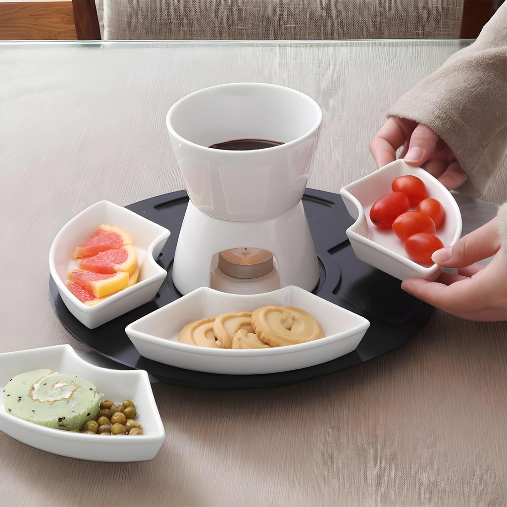 Melt Hot Pot Bowl Set Ceramic Melting Fondue Pot Kit High Temperature ...