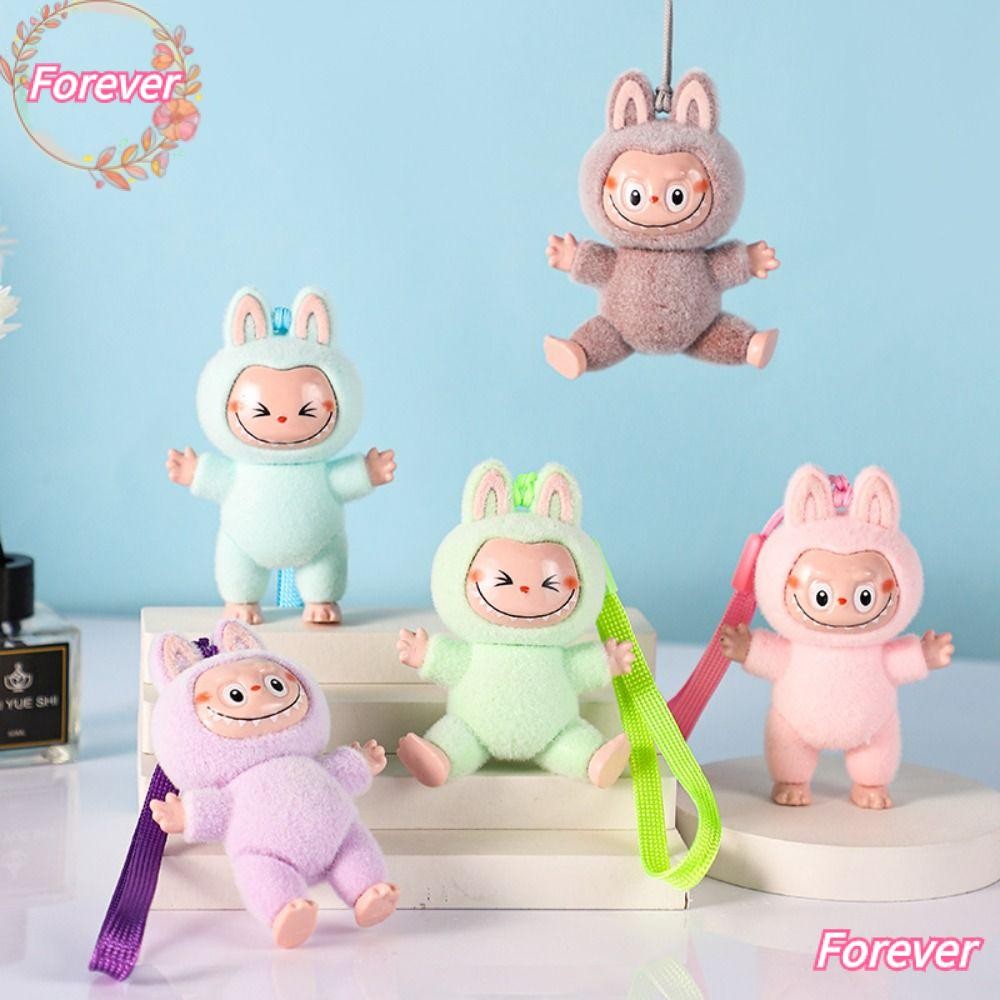 FOREVER Labubu Doll Pendant, Flocking Cartoon , Vinyl Face Sit and ...
