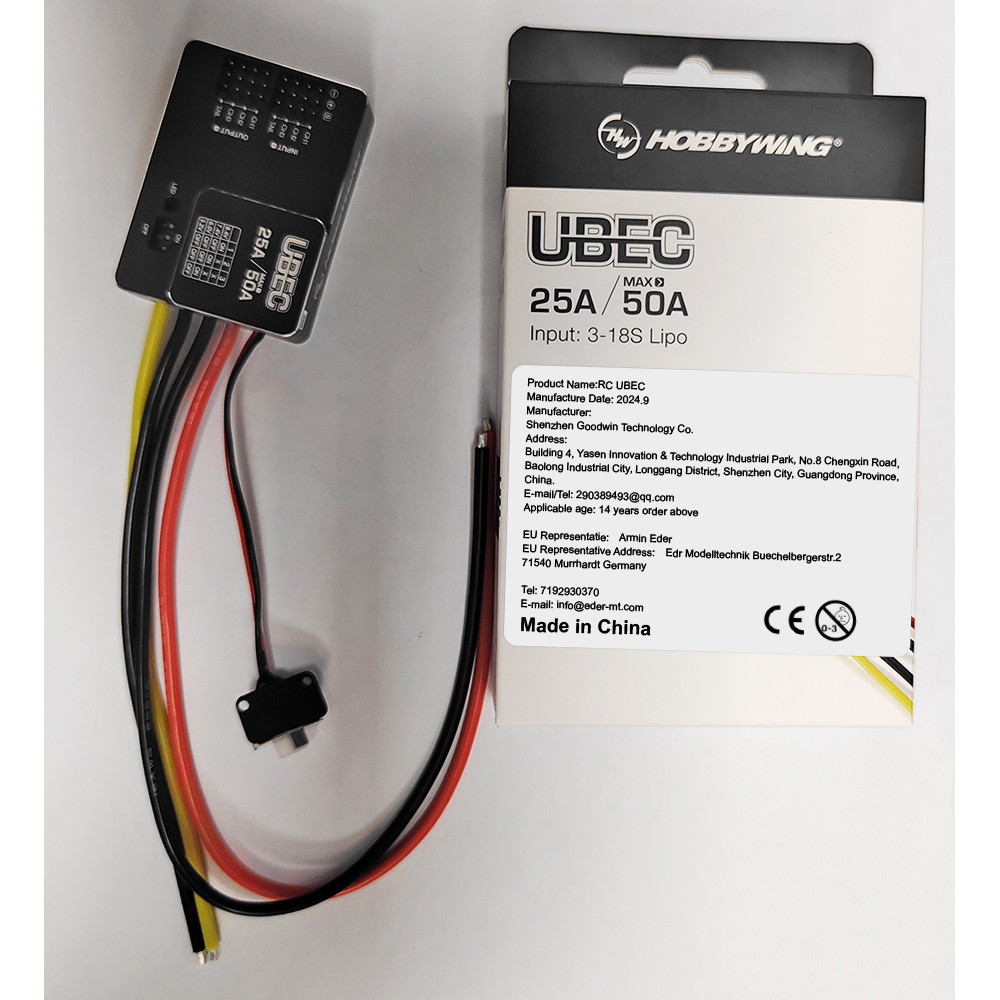 Hobbywing 25A UBEC Support 3-18S Lithium Battery External BEC Input 3 ...