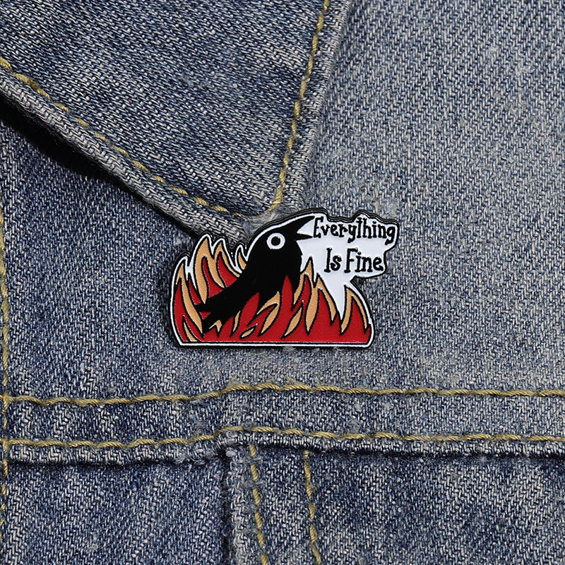 All's Well Crow Enamel Brooch Pin Funny Crow Sarcastic Phrases Backpack ...