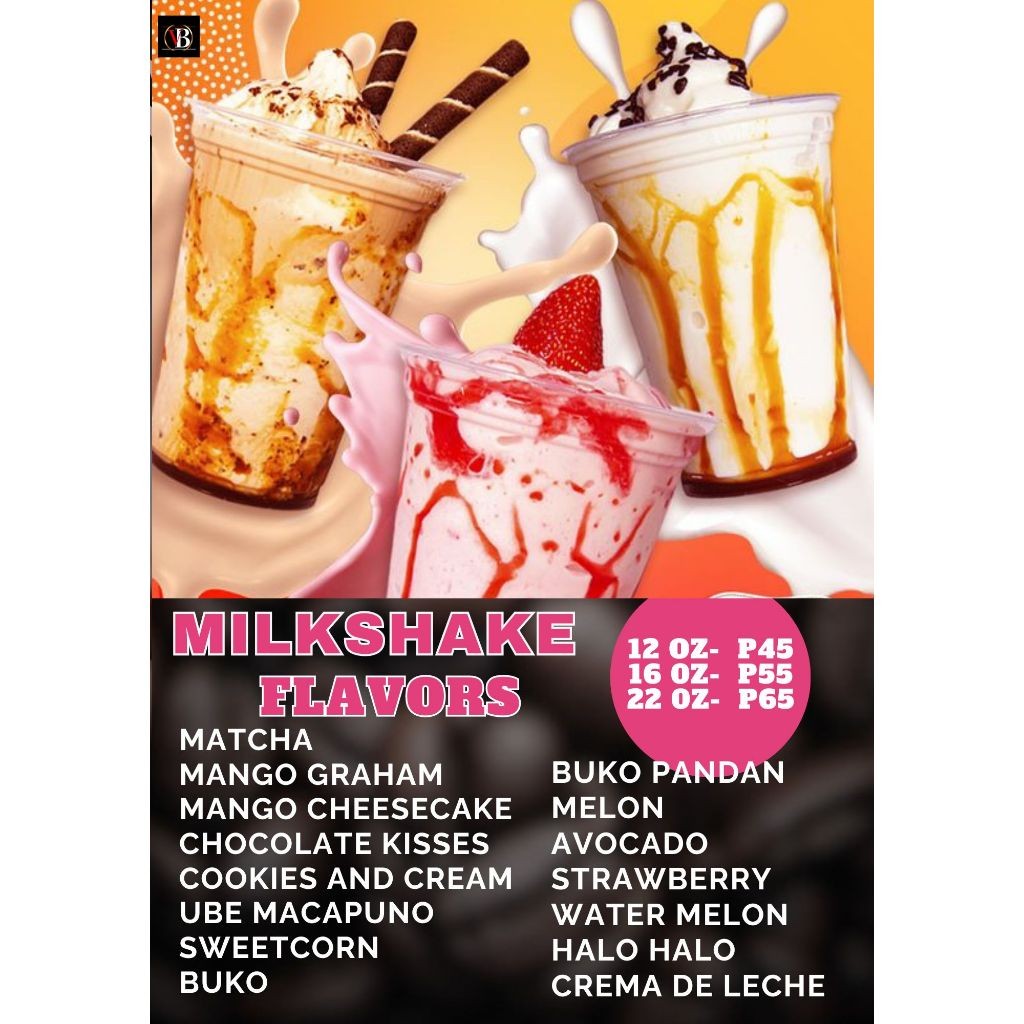 Laminated MILK SHAKE (ORANGE) signages a4size 250mic makapal,matibay,glossy | Shopee Philippines