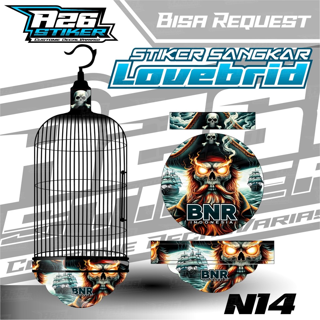 Lovebird Cage Decal Sticker Round Love Bird Cage Tebok Decal Can Be ...