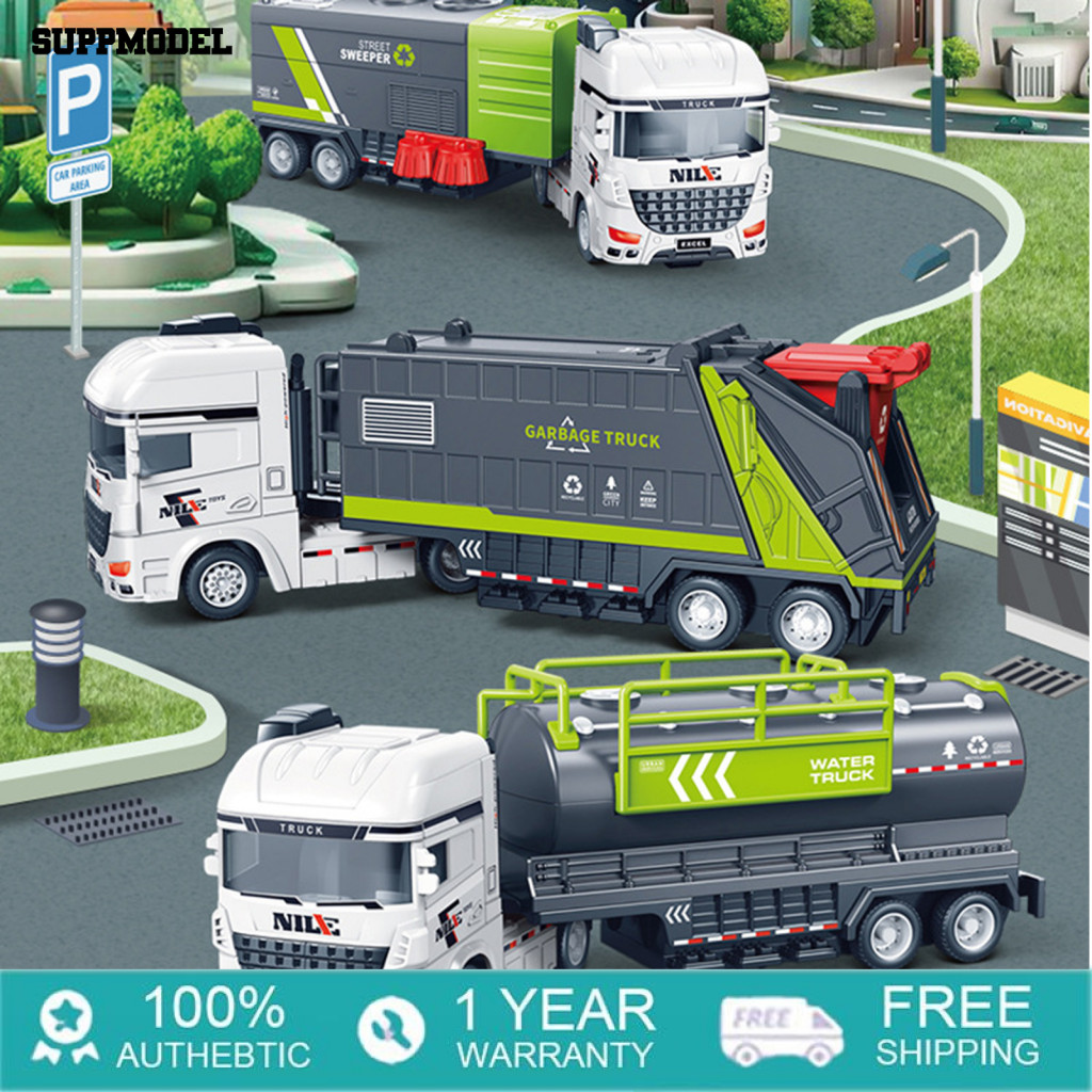SP.B Realistic Sanitation Truck Toy Mini Inertia Garbage Truck Toy ...