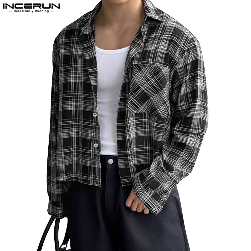 INCERUN men's plaid short sleeved shirt | Shopee Philippines