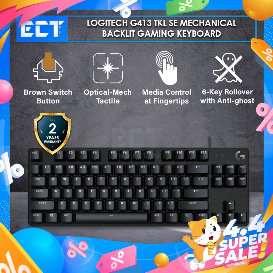 Logitech G413 TKL SE / SE Mechanical Backlit Gaming Keyboard (920 ...