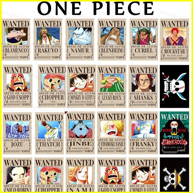 ST2 ONE PIECE Poster Anime Painting 18pcs/set Home Decor Luffy Wanted ...