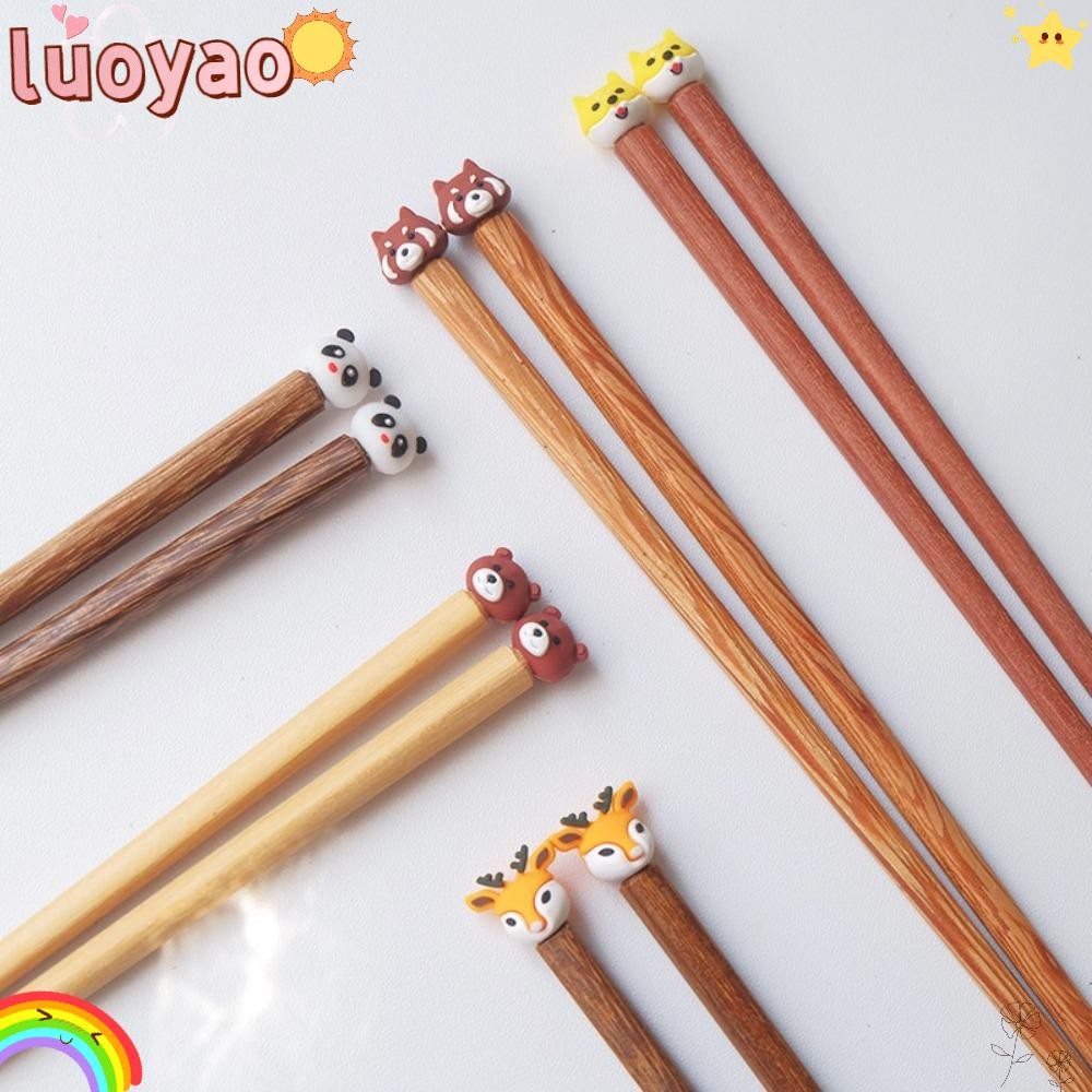 LUOYAO Long Chopstick, Wooden Cute Animals Sushi Noodle Chopsticks ...
