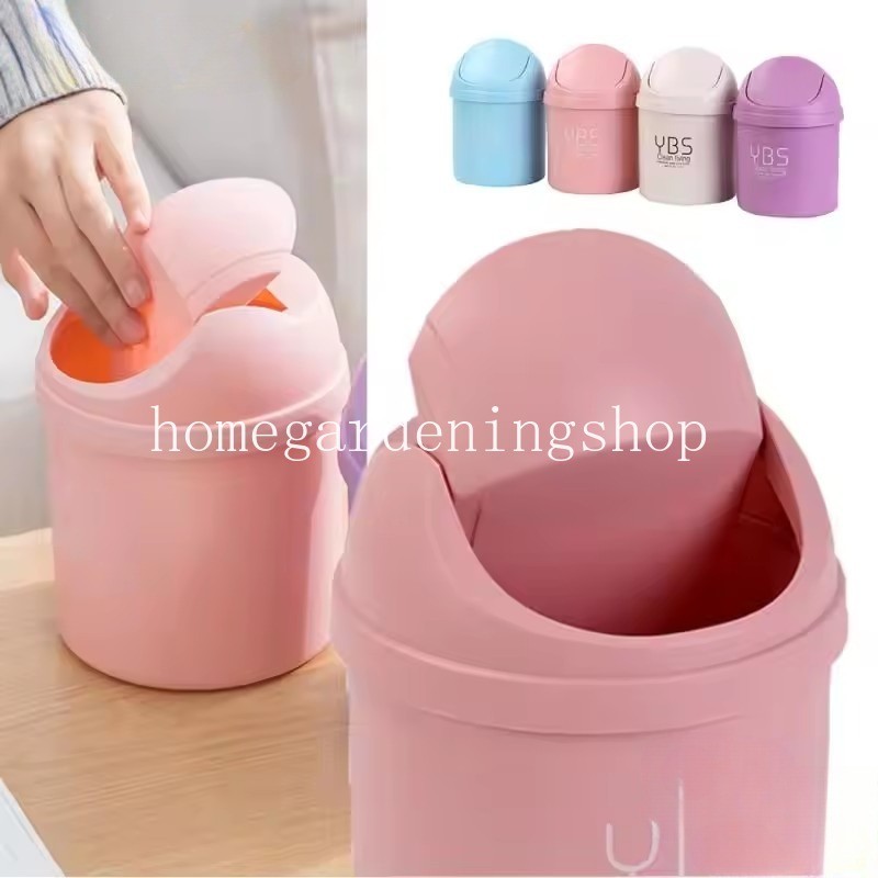 Mini Desktop Bin Small Trash Can Tube With Cover Bedroom Trash Garbage ...