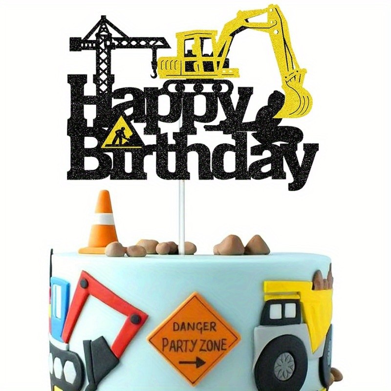 Construction Birthday Cake Toppers Truck Dump Excavator Forklift ...