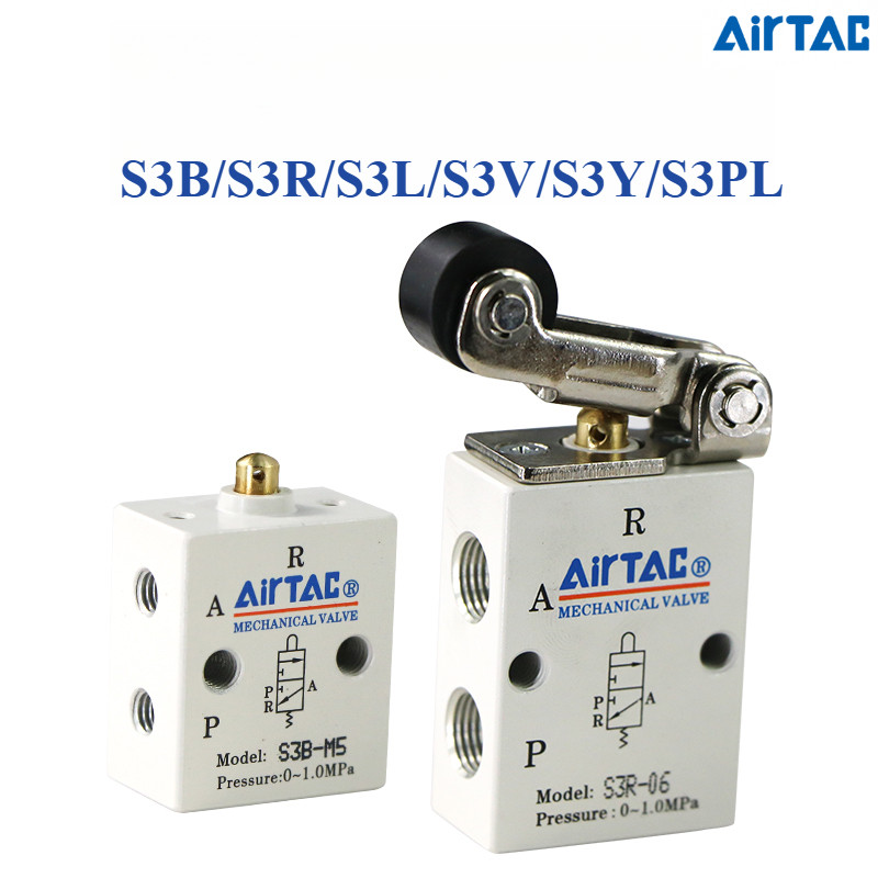 AirTac Mechanical Valve S3B/S3R/S3L/S3V/S3Y-M5/06/08 Two-Bit Three-Pass ...