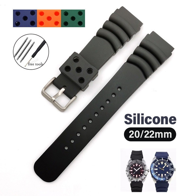 Silicone Resin Watch Strap 20mm 22mm for Seiko Diver Watch Band Soft ...