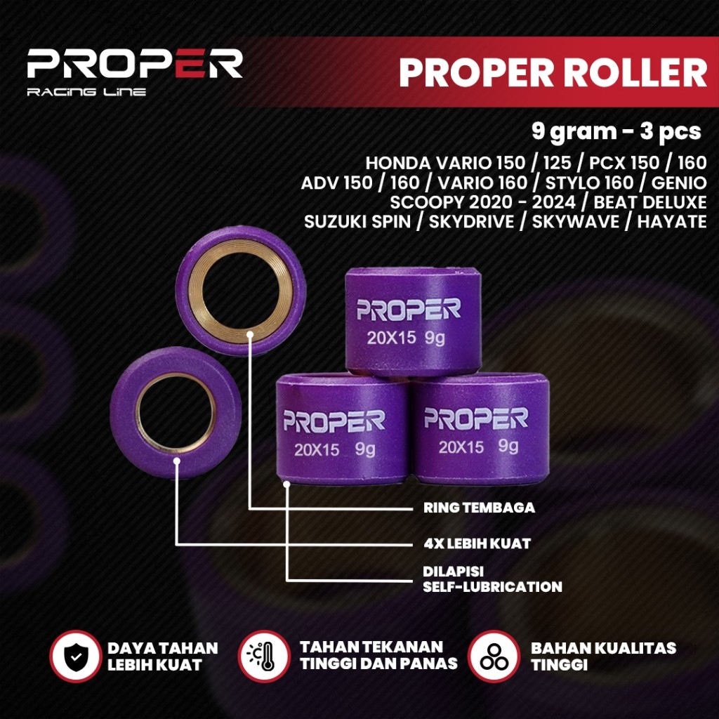 Proper RACING LINE ROLLER 20X15 9-15 GRAM VARIO 125 150 160 PCX CBU ADV ...