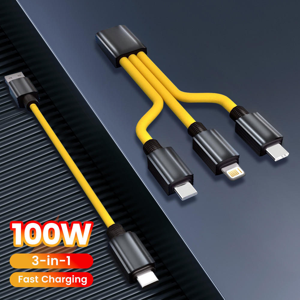 100W 3-in-1 Detachable Super Fast Charging Data Cable High-power Multi ...