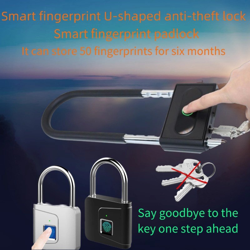 Smart Fingerprint Padlock U-Shaped Anti-Theft Lock Combination Lock ...
