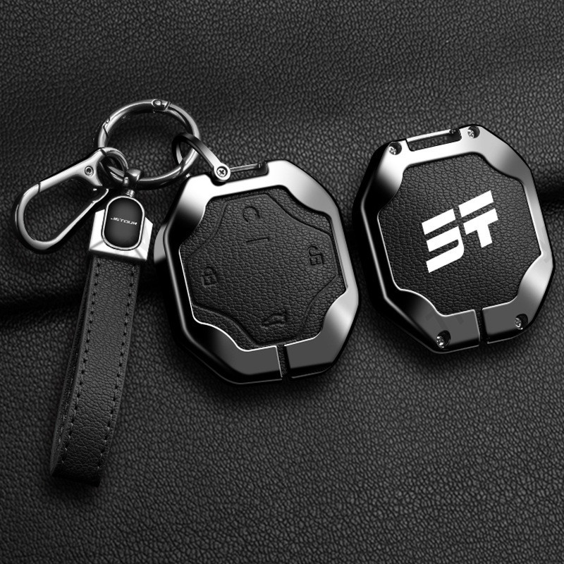 Zinc Alloy Goatskin Leather Car Key Case Cover Shell Smart Keyless ...