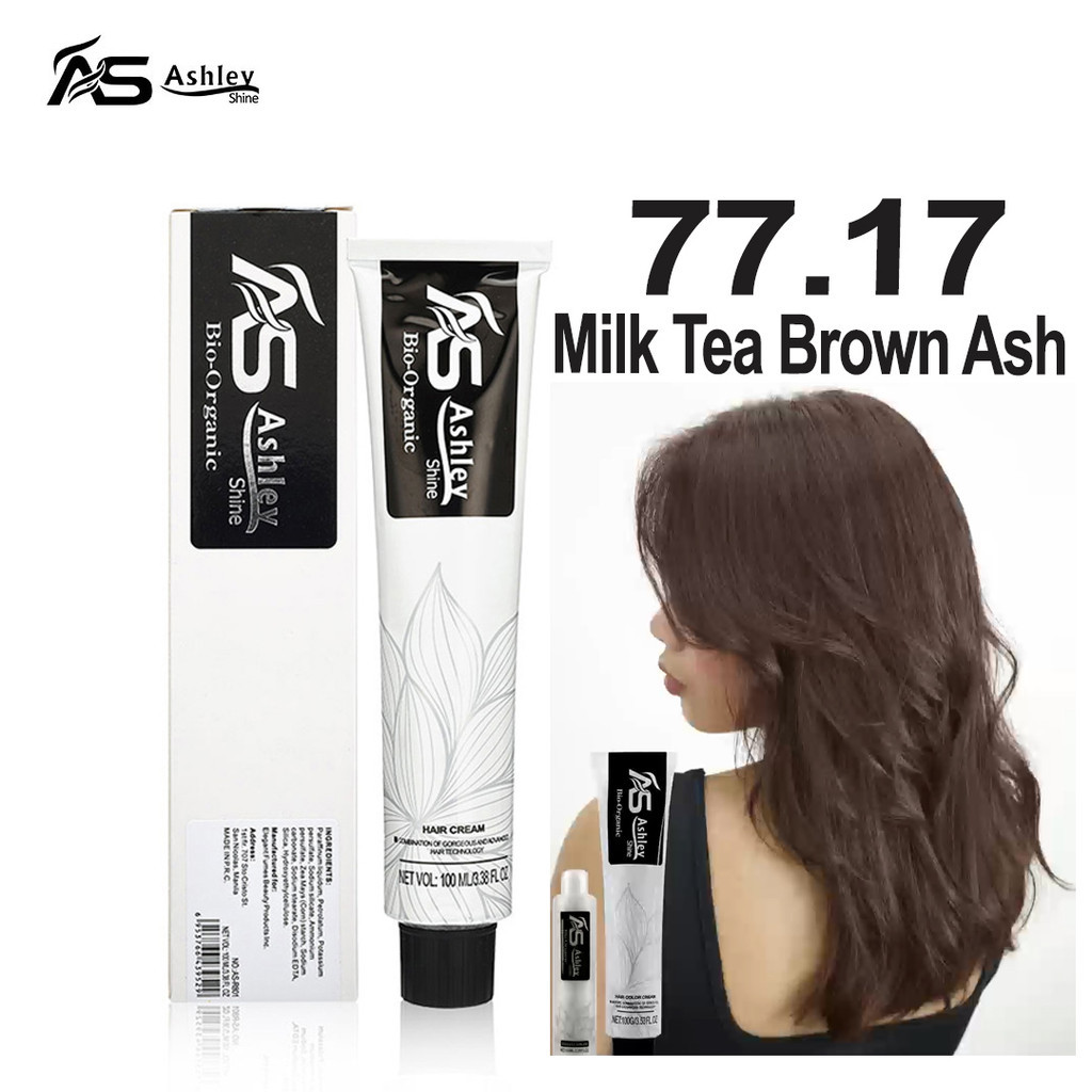 Ashley Shine 77.17 Milk Tea Brown Ash Hair Color 100ml With Oxidizer ...