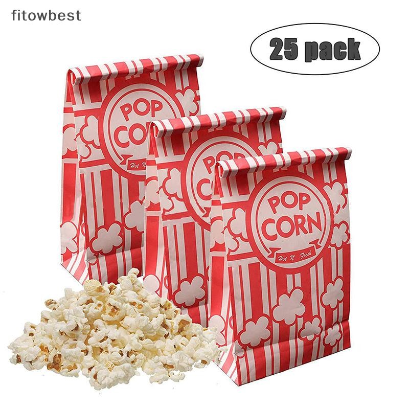 Fbph 25Pcs Popcorn Packaging Bag Carnival Stripes Bags Holders Bowl ...
