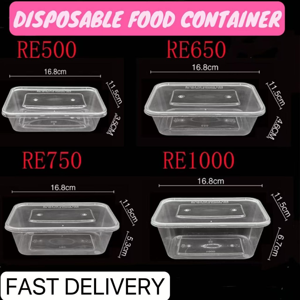 50pcs Disposable Plastic Container Microwavable Food Container Party ...