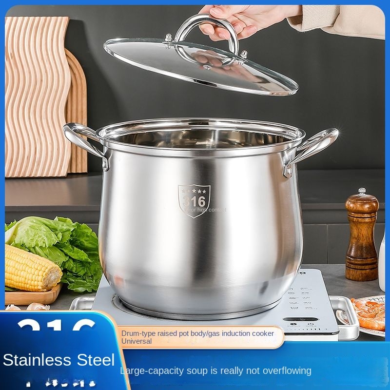 Thick Soup Pot Stainless Steel Double Bottom Household Large Soup Pot ...