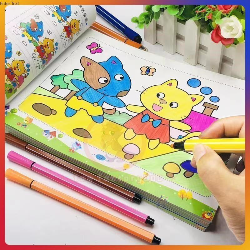 Kids Practice Painting Coloring Book Kindergarten Babies Learn to Draw ...