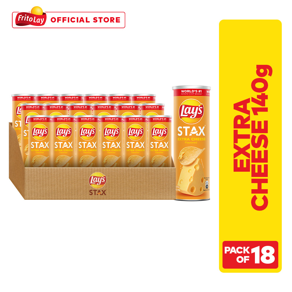 Lay's Stax Extra Cheese Potato Chips 140g - Pack of 18 | Shopee Philippines