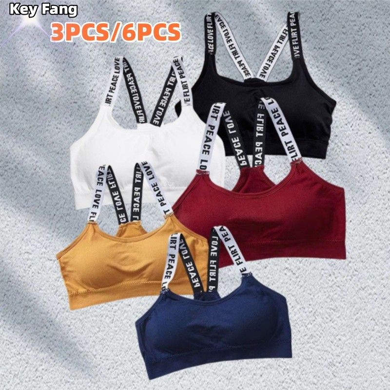 Hot COD Set 3/6pcs Women's Training Sports Bra Bralette with Pad ...