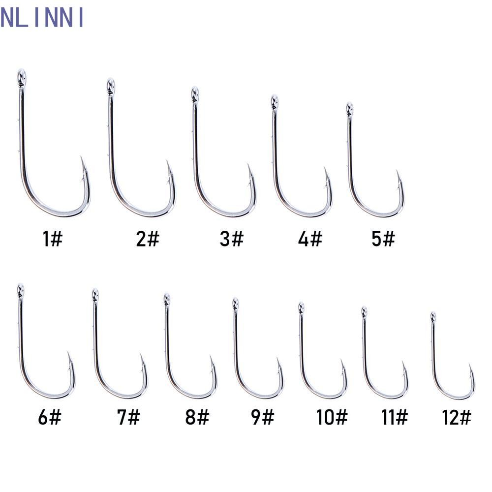 NLINNI 100 PCS Long Shank Fishing Hook Single Circle Hook Fly Fishing ...